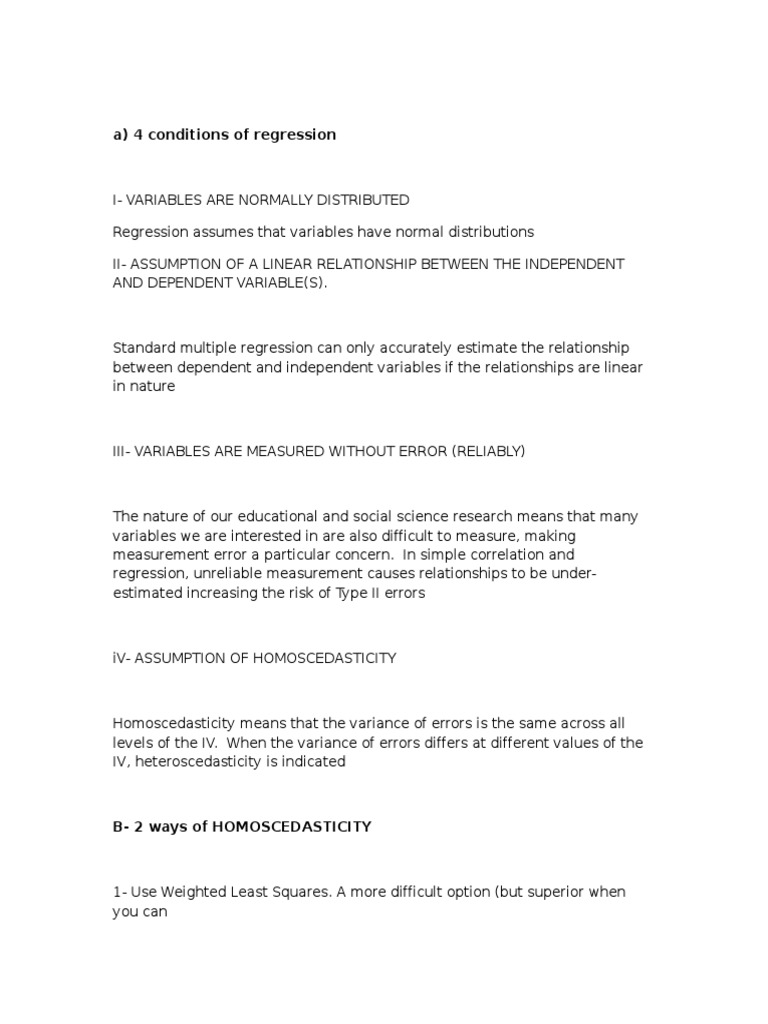 A) 4 Conditions of Regression | PDF | Regression Analysis | Heteroscedasticity
