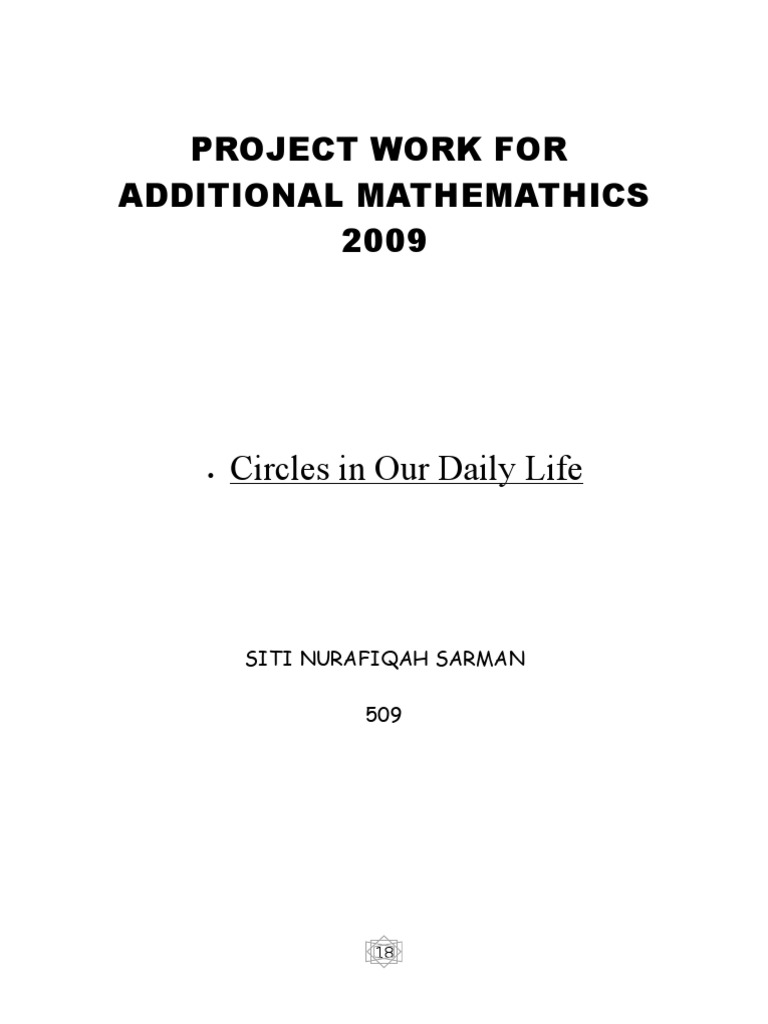 Project Work For Additional Mathemathics 2009: Circles in Our Daily ...