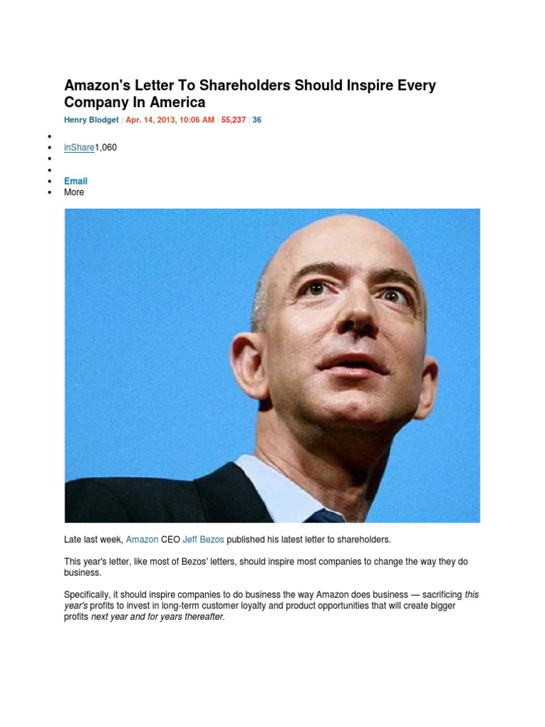 Amazon Ceo Letter To Investors | PDF | Amazon.Com | Kindle Fire