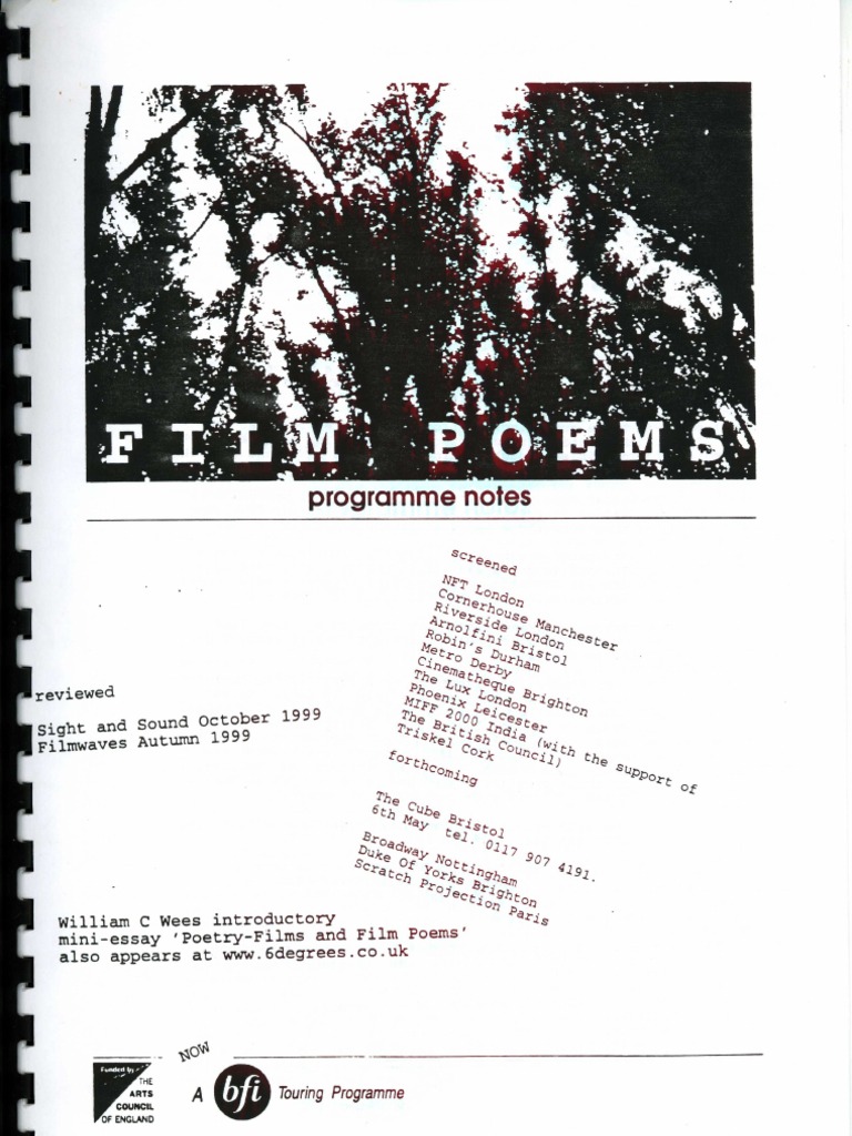 Film Poems Programme Notes (1998) | PDF
