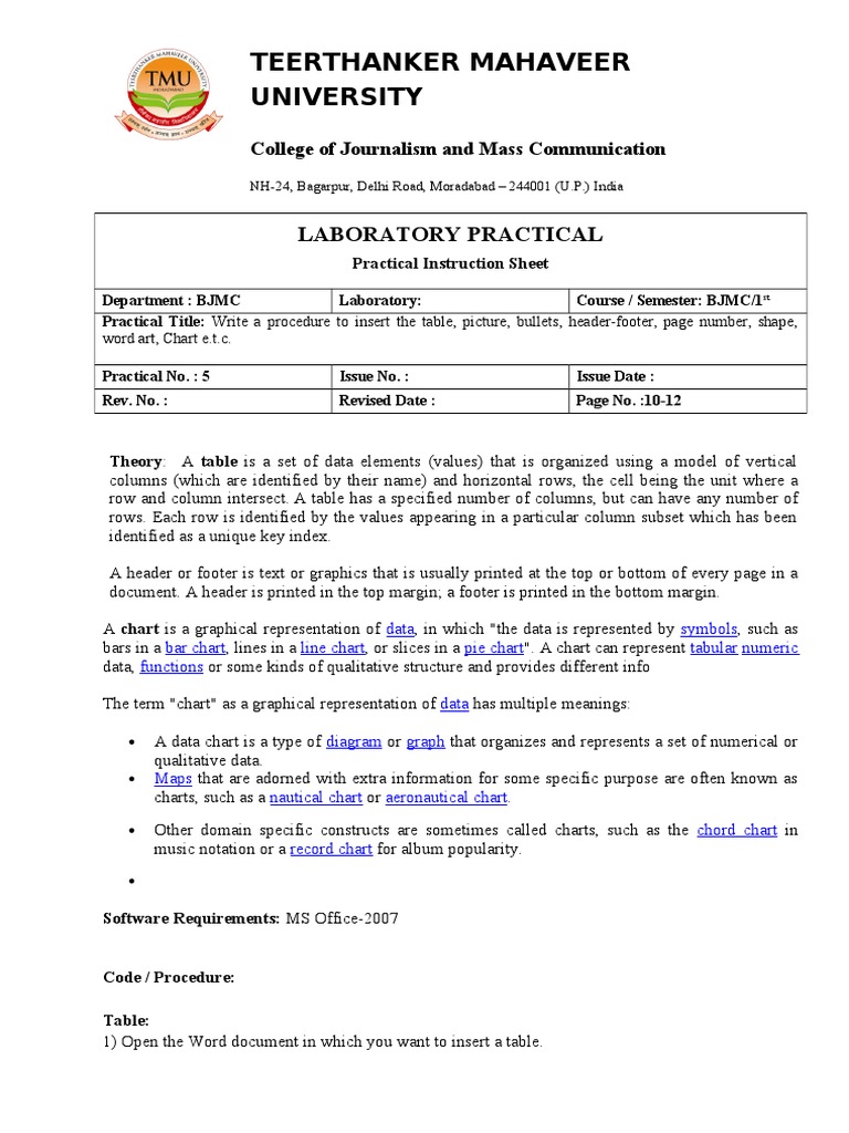 Practical 5 | PDF | Chart | Microsoft Word