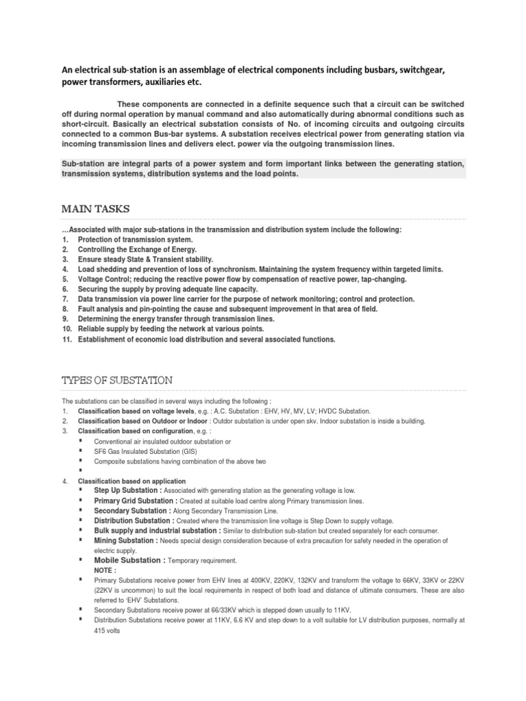 Sub Station Basics | PDF | Electrical Substation | Electric Power ...