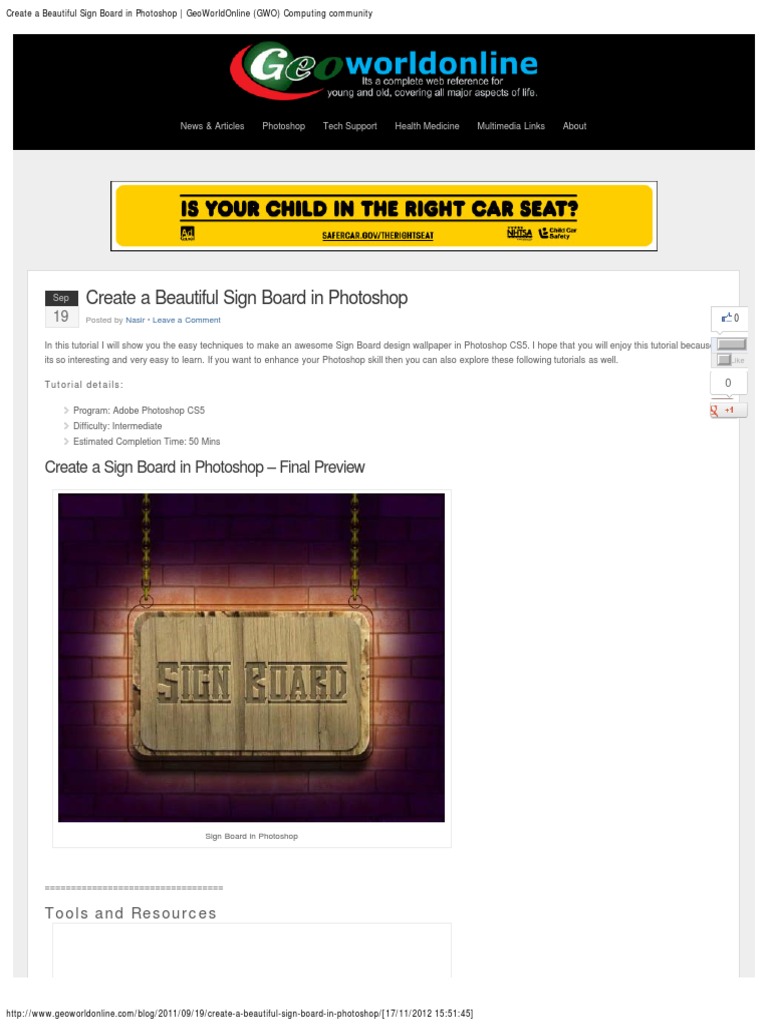 Create A Beautiful Sign Board in Photoshop - GeoWorldOnline (GWO ...
