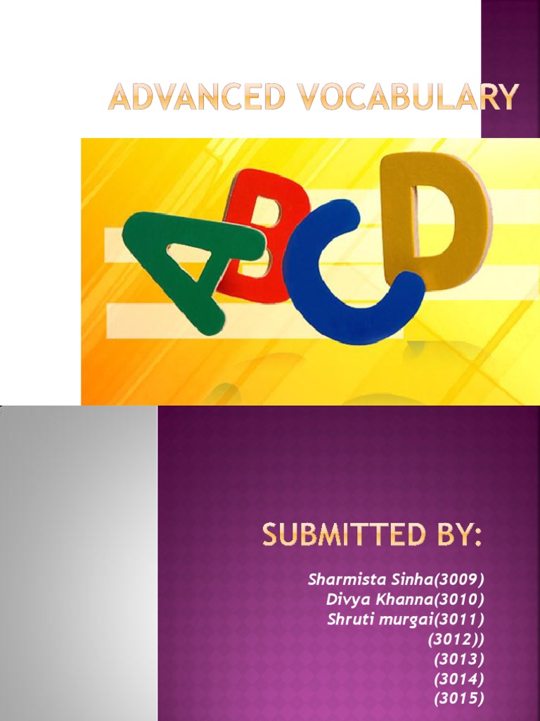 Advanced Vocabulary | PDF