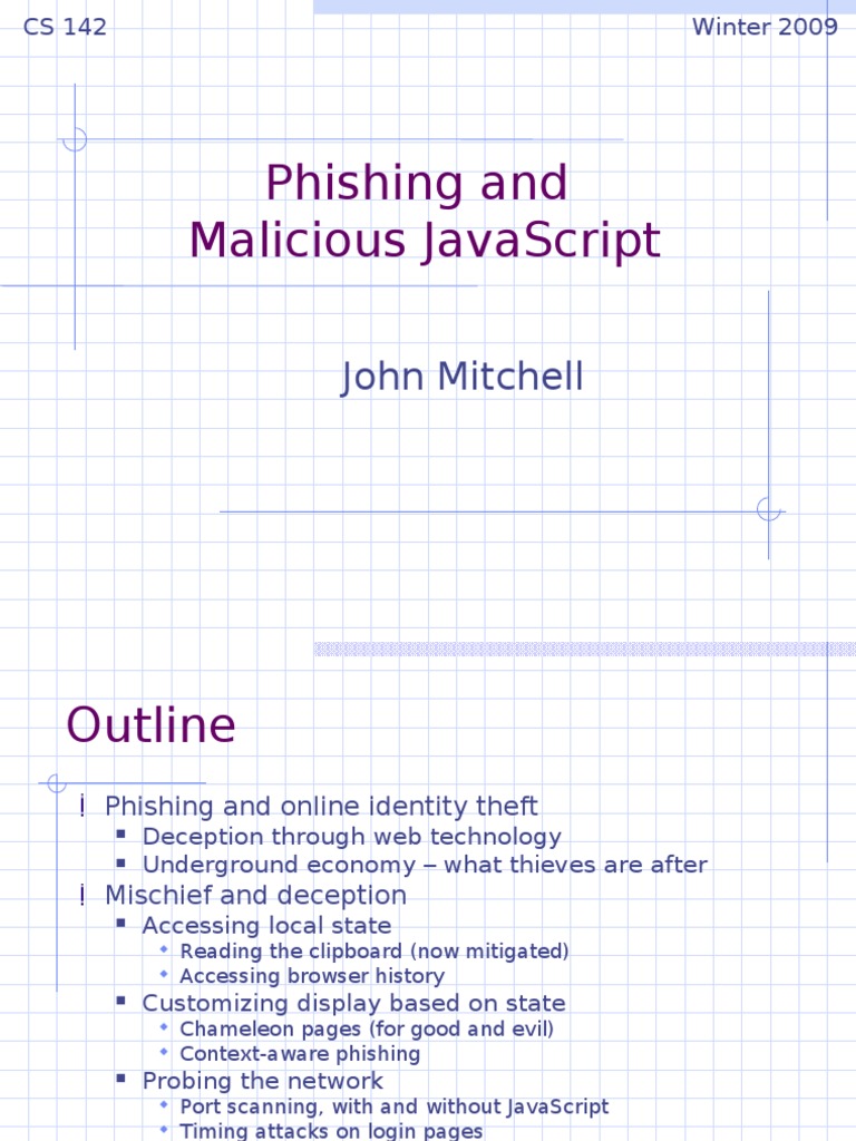 Phishing and Malicious Javascript: John Mitchell | Download Free PDF ...