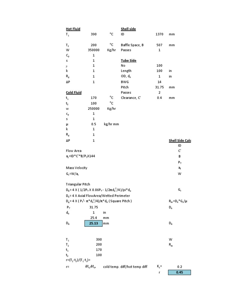 Fouling Factor 1-2 Exchanger | PDF