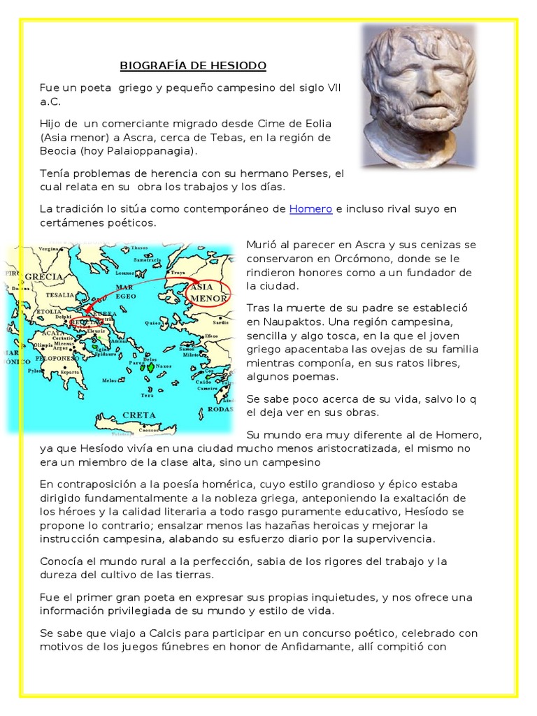 BIOGRAFÍA DE HESIODO | Mitología griega | Homero