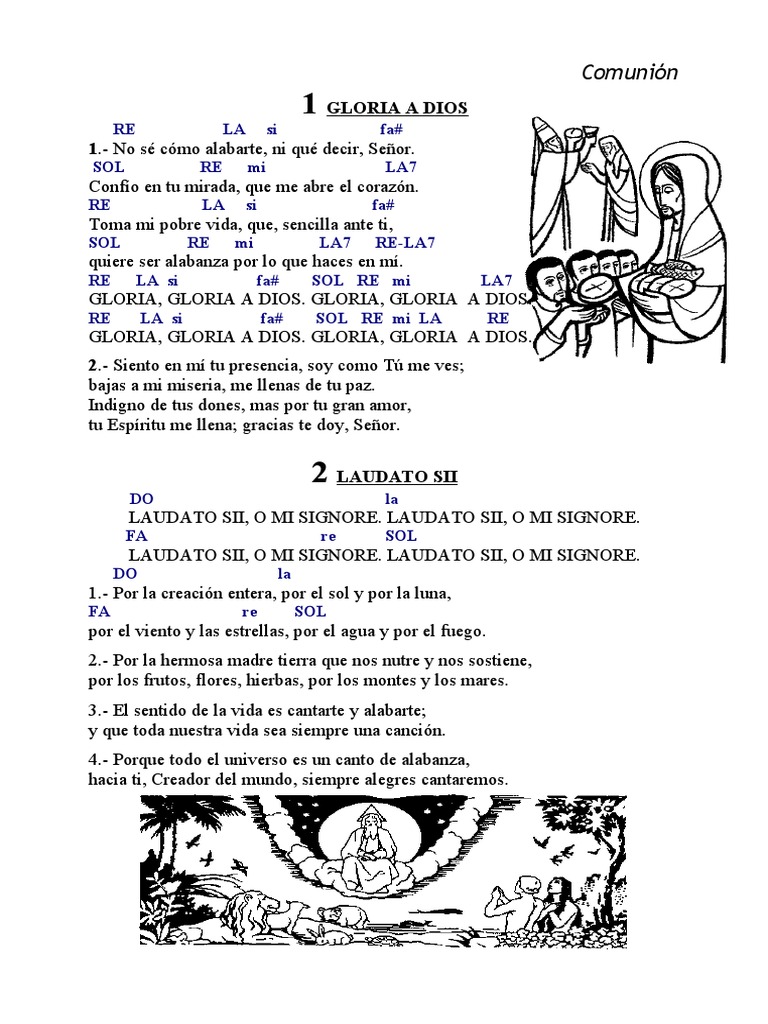 Letras y Acordes de Cantos de Comunion 1 Gloria A Dios | PDF ...