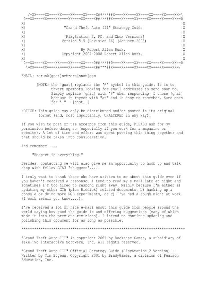 GTA 3 Walkthrough | PDF | Xbox 360 | Play Station 3
