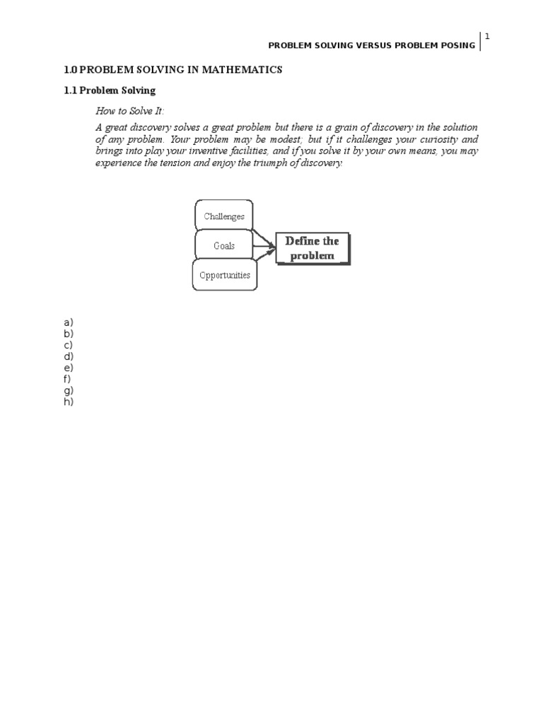 Problem Solving Vs Problem Posing | PDF | Teaching Mathematics ...