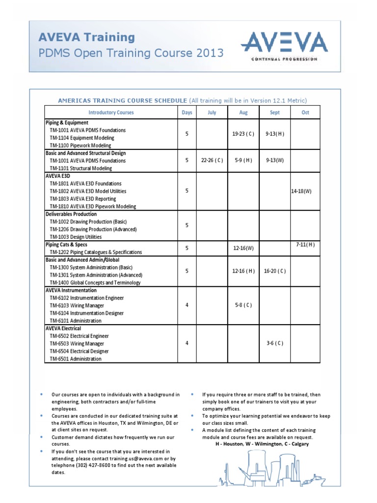 AVEVA Americas Training Schedule | PDF | Specification (Technical ...