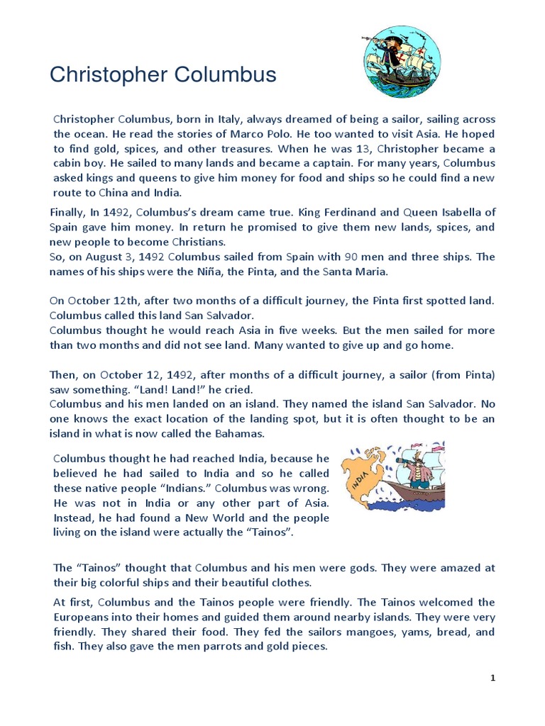 1st Lesson Plan - Christopher Columbus | Christopher Columbus ...