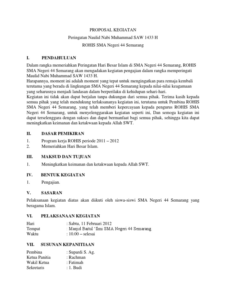 Proposal Kegiatan Rohis | PDF