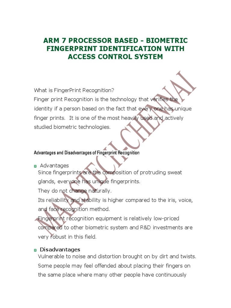 Arm 7 Processor Based - Biometric Fingerprint Identification With ...