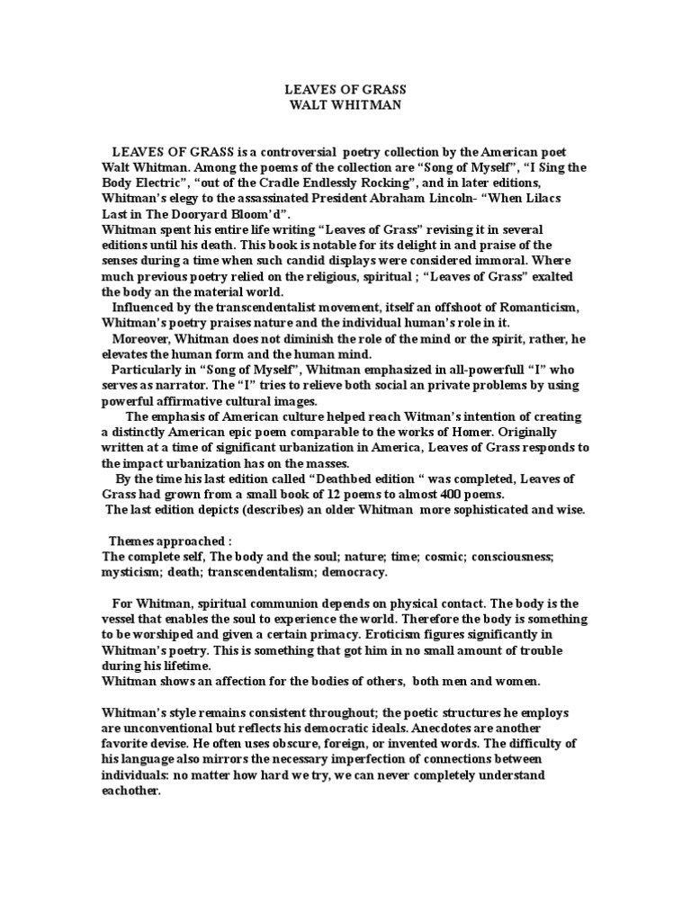 Leaves of Grass | PDF | Leaves Of Grass | Walt Whitman