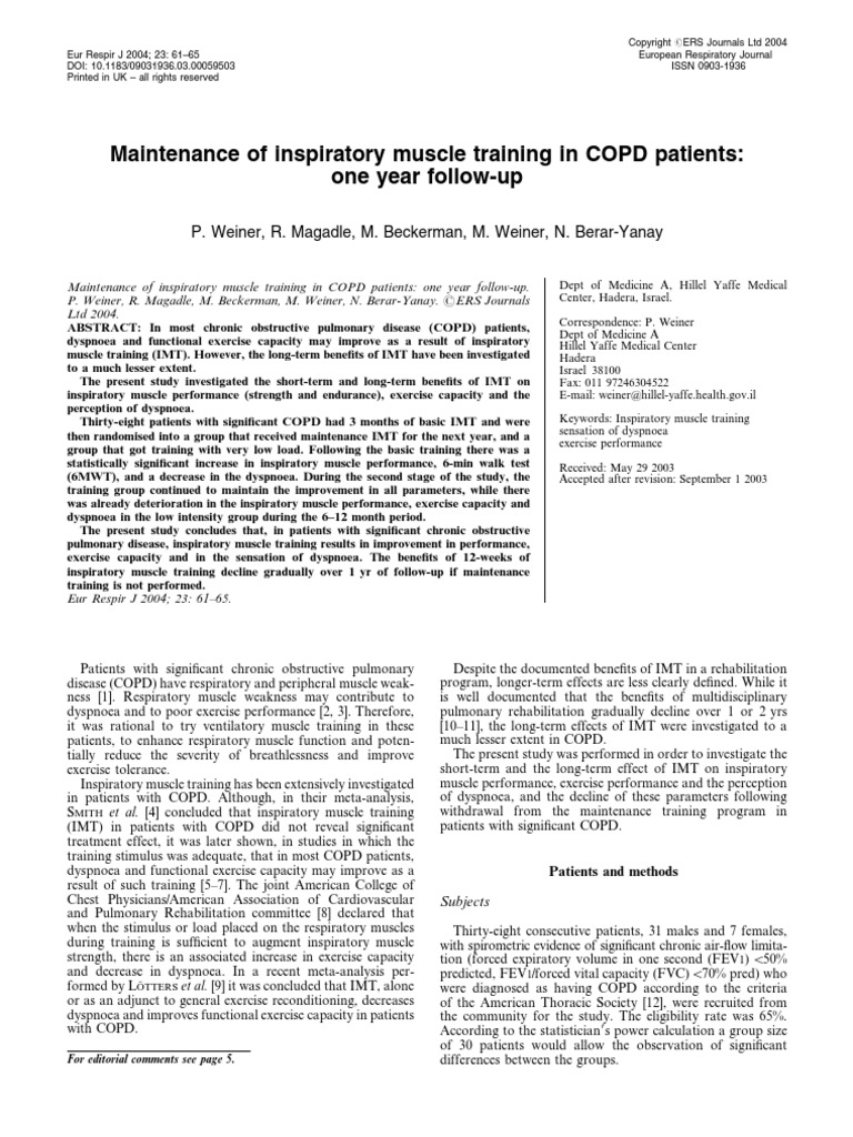 Maintenance of Inspiratory Muscle Training in COPD Patients: One Year ...