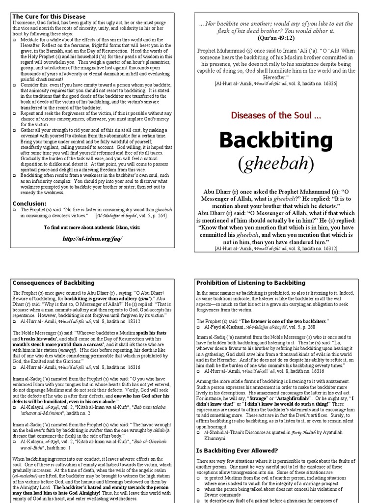 Gheebah Backbiting | PDF | Hadith | Muhammad