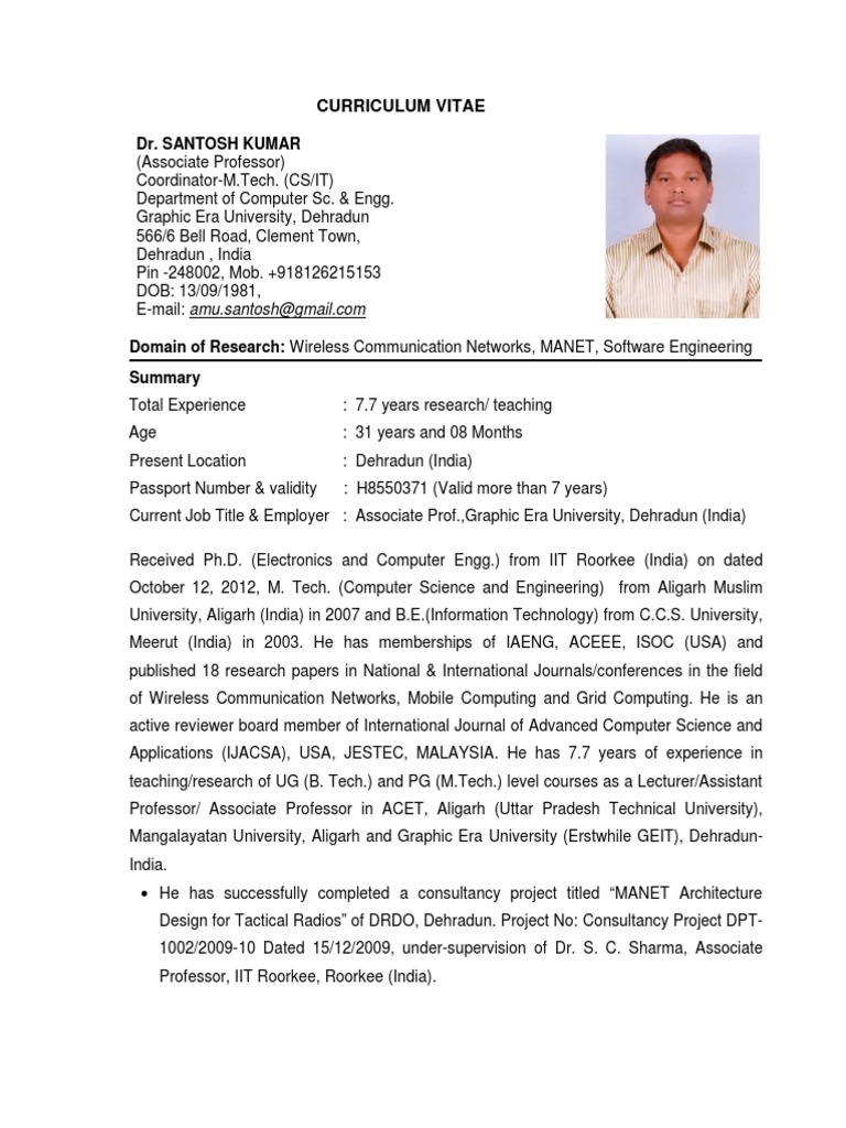 Santosh Resume | PDF | Wireless Ad Hoc Network | Routing