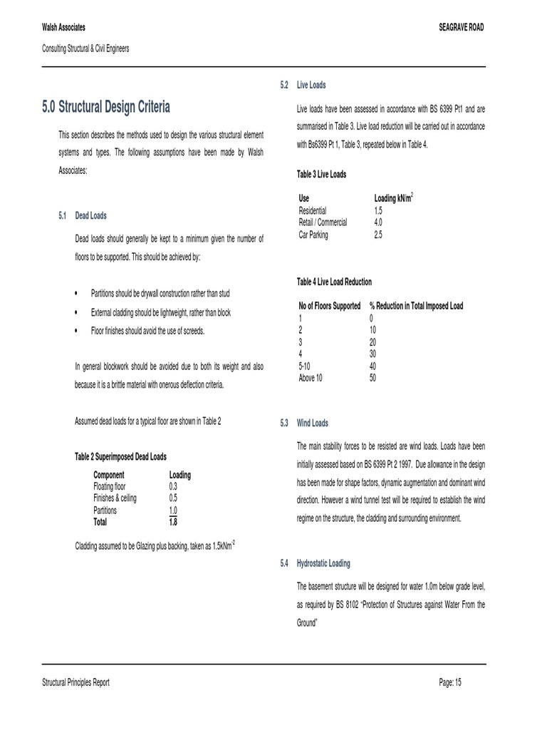 5.0 Structural Design Criteria: 5.2 Live Loads | PDF | Structural Load ...
