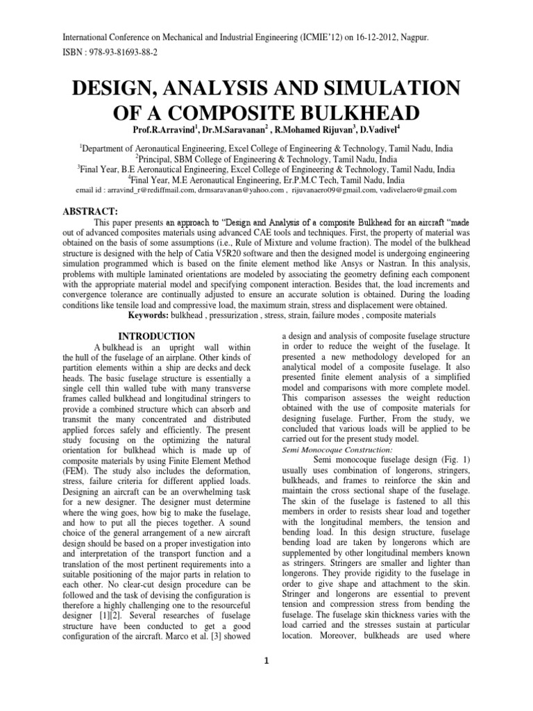 Design, Analysis and Simulation of A Composite Bulkhead | PDF ...