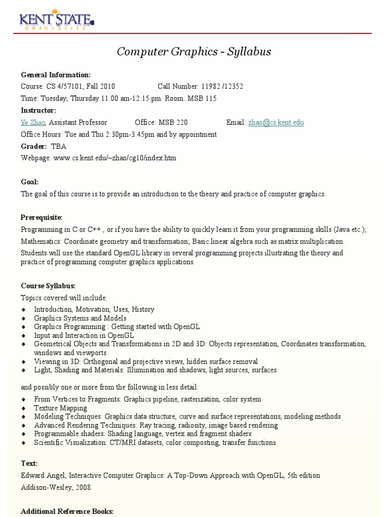 Syllabus | PDF | Shader | Rendering (Computer Graphics)