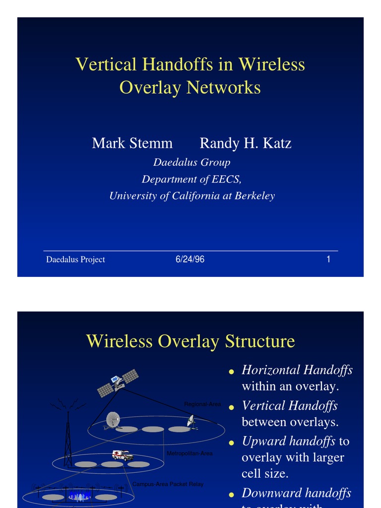 Vertical Handoffs in Wireless Overlay Networks: Mark Stemm Randy H ...