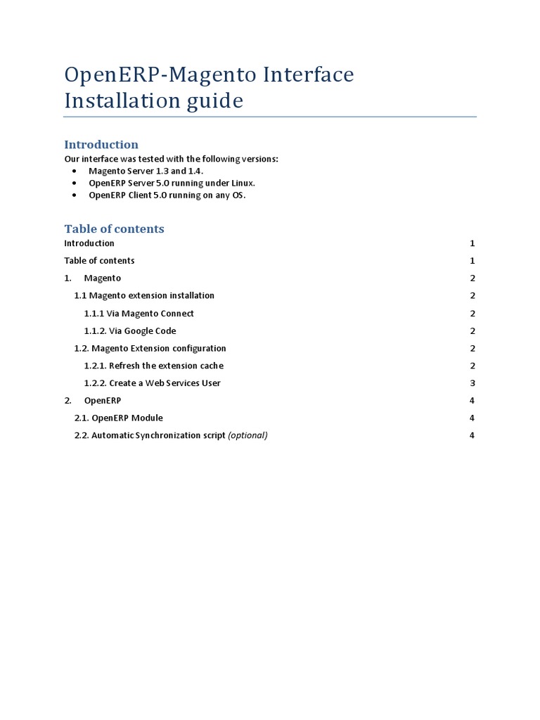 Openerp Magento Interface Installation Guide | PDF | Magento | Server (Computing)
