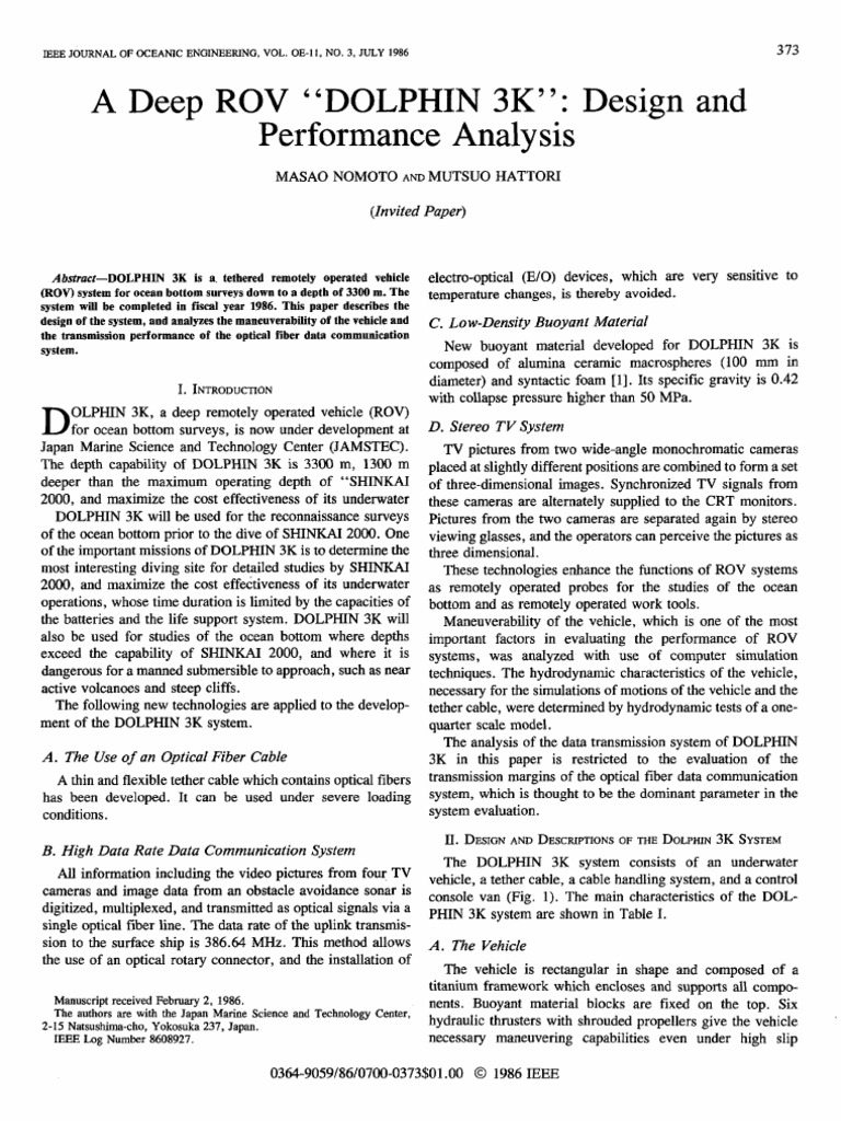 A Deep Rov Dolphin 3k | PDF | Fluid Dynamics | Force