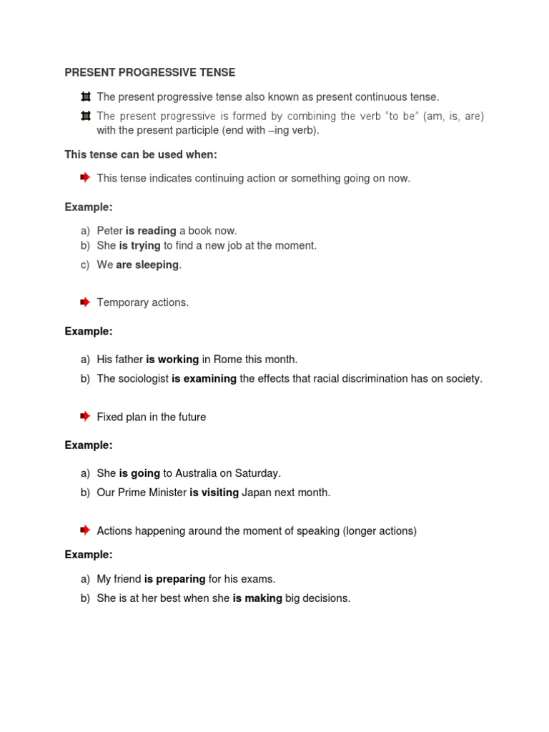 Understanding Present Progressive Tense | PDF | Foreign Language Studies