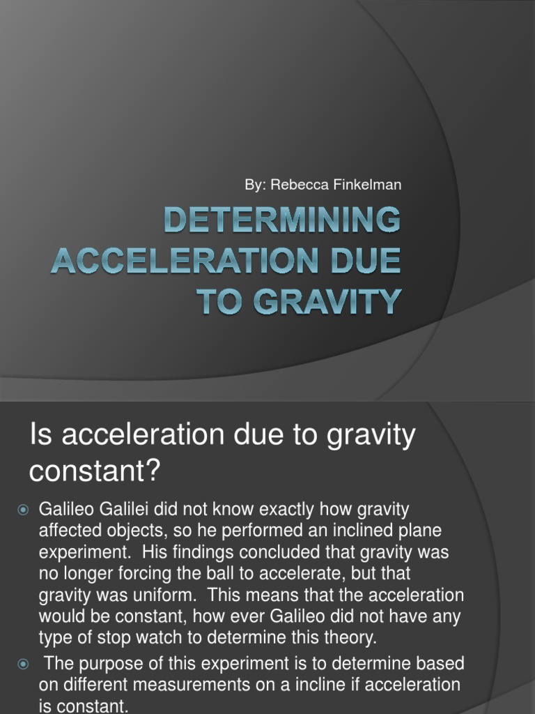 Determining Acceleration Due To Gravity | PDF