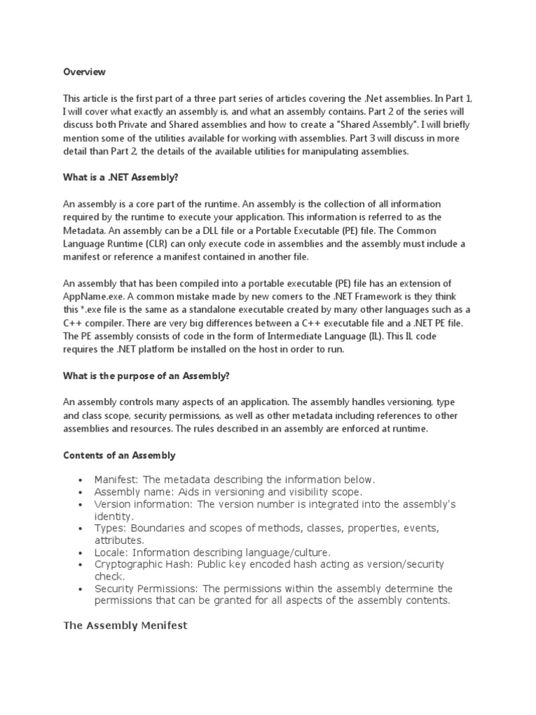 NET Assembly | Download Free PDF | Component Object Model | Library (Computing)