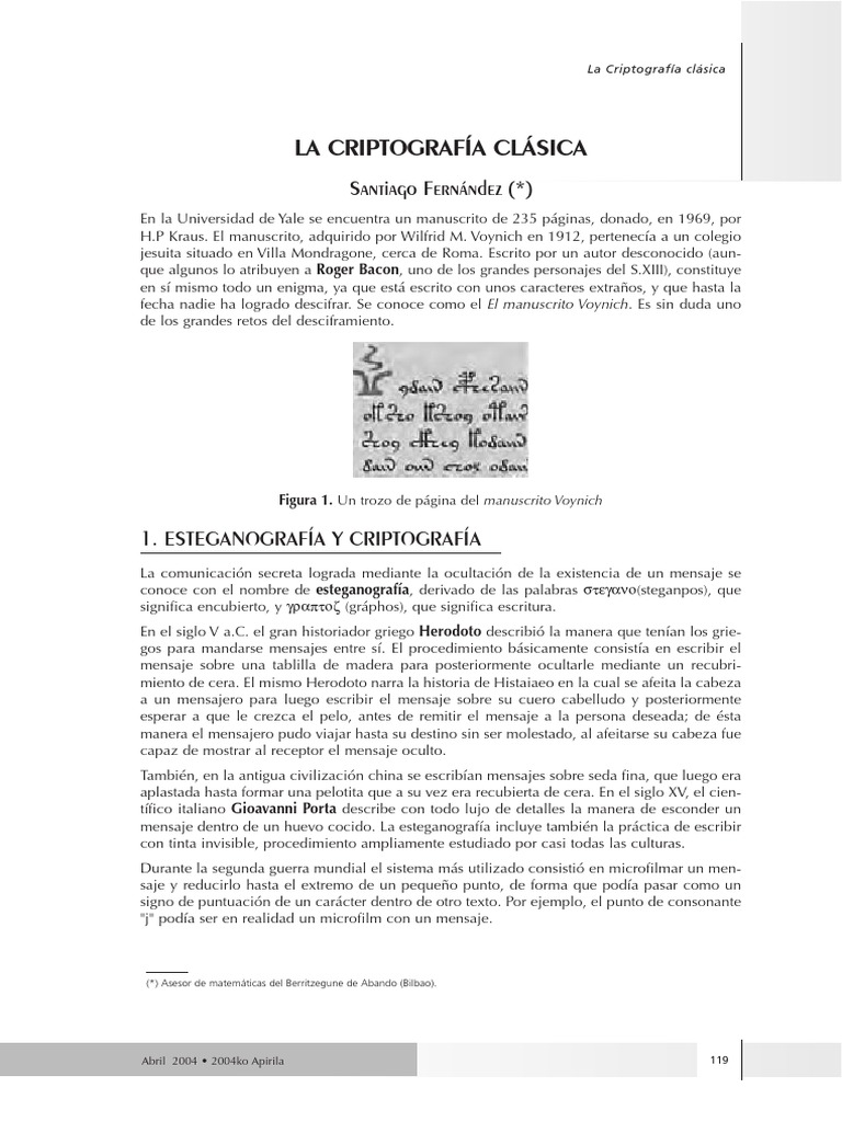 9 Criptografia Clasica | PDF | Criptografía | Clave (criptografía)