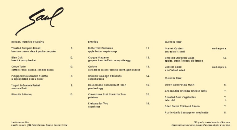 Sauls Brunch Menu | PDF