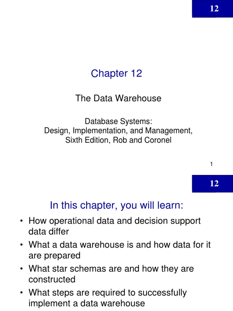The Data Warehouse: Database Systems: Design, Implementation, and Management, Sixth Edition, Rob ...