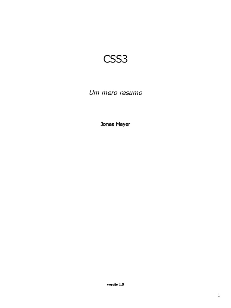 Livro CSS Um Mero Resumo | PDF | Folhas de estilo em cascata | Html