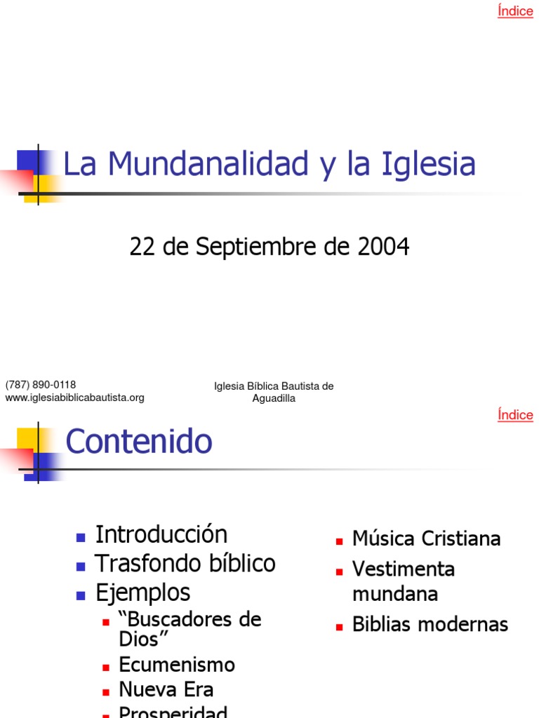La Mundanalidad y La Iglesia | PDF | Biblia | Iglesia Católica
