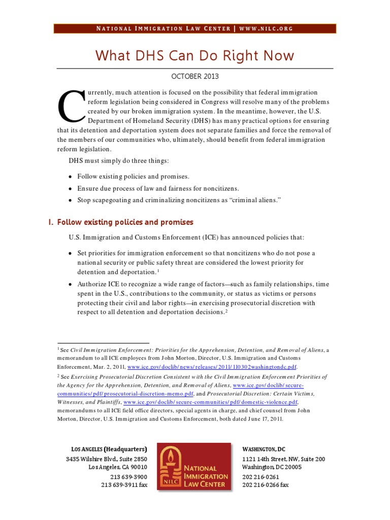 What DHS Can Do Right Now 2013-10-04 | PDF | U.S. Immigration And ...