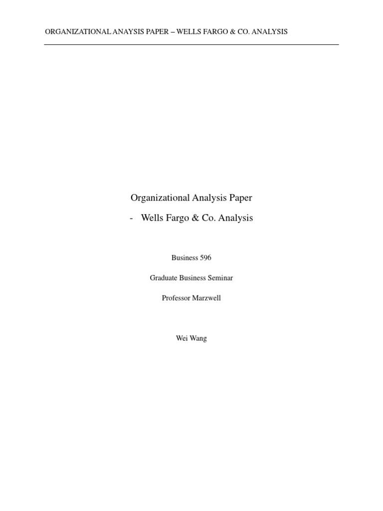 Organizational Analysis Paper | PDF | Wells Fargo | Bank Of America