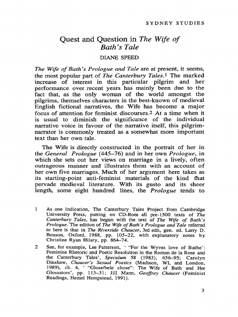 Quest and Question in The Wife of Bath's Tale | PDF | The Canterbury ...