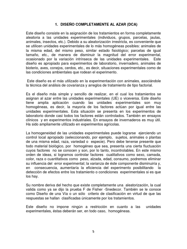 Diseño Completamente Al Azar | PDF | Análisis de variación | Ensayo clínico
