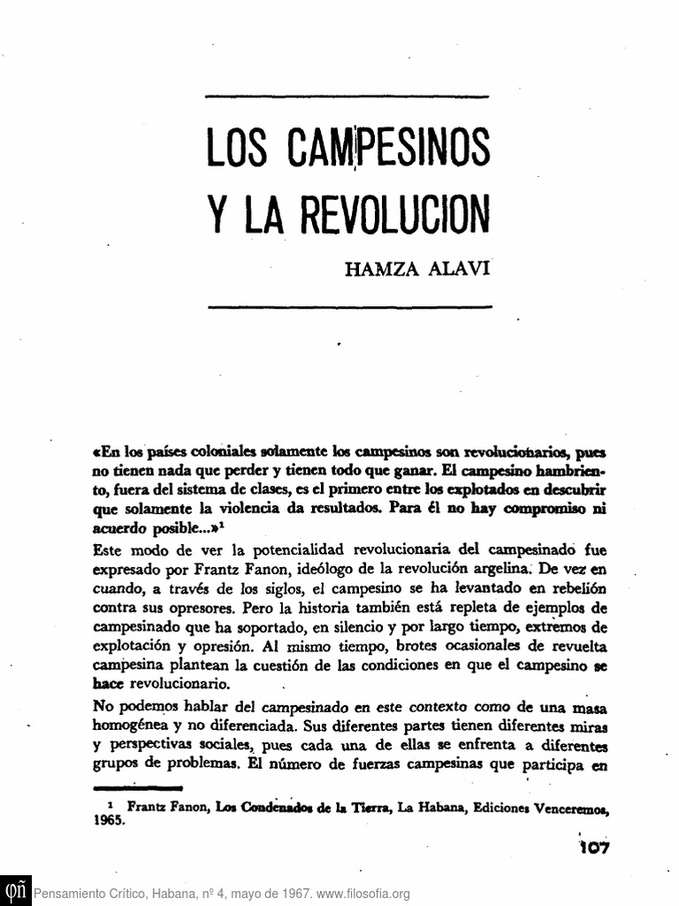 Hamza Alavi. Los Campesinos y La Revolución | PDF | Vladimir Lenin ...