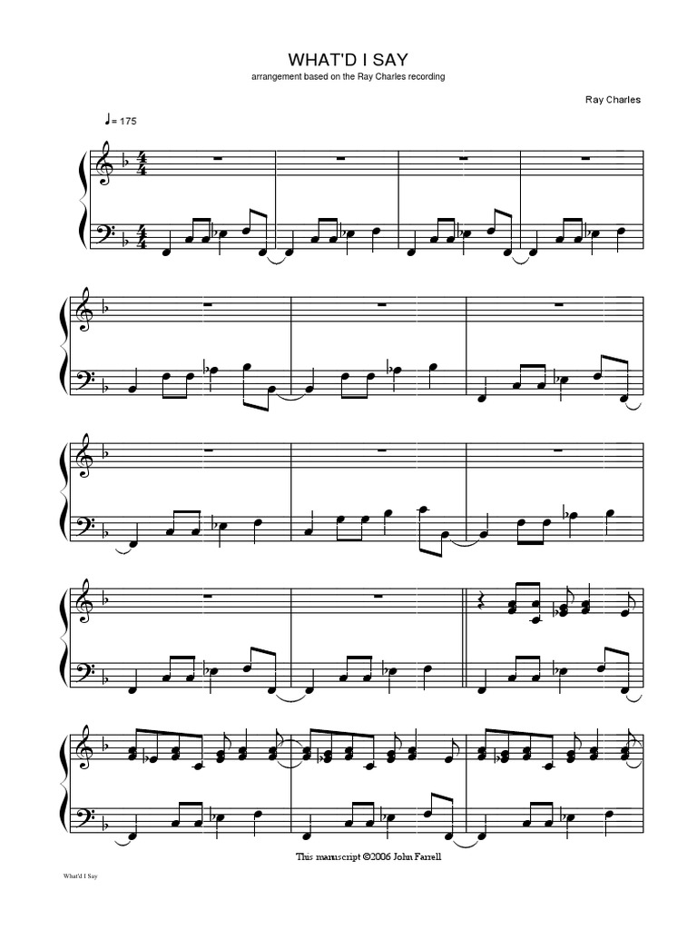 Ray Charles - What I Say | PDF | Songs Written | Leisure