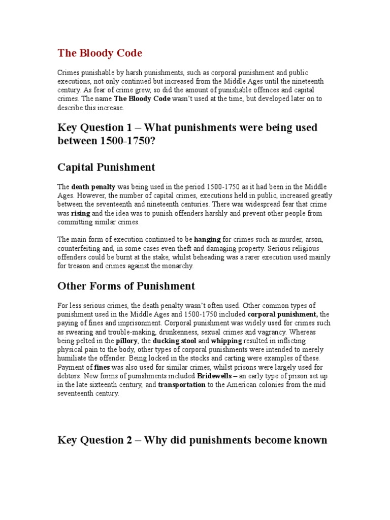 The Bloody Code | PDF | Capital Punishment | Crime & Violence