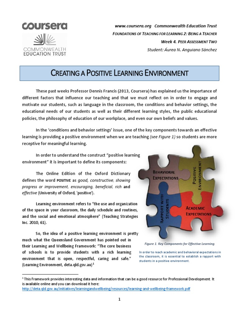 Creating A Positive Learning Environment | PDF | Behaviorism | Learning