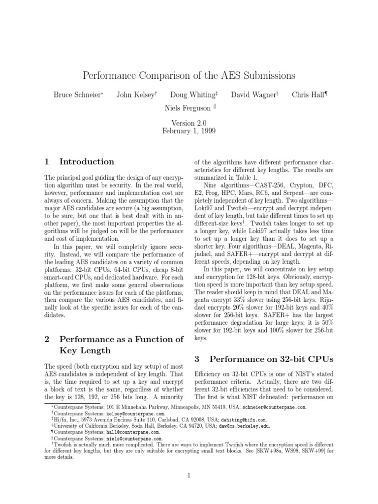 Paper Aes Performance | PDF | Central Processing Unit | Cryptography