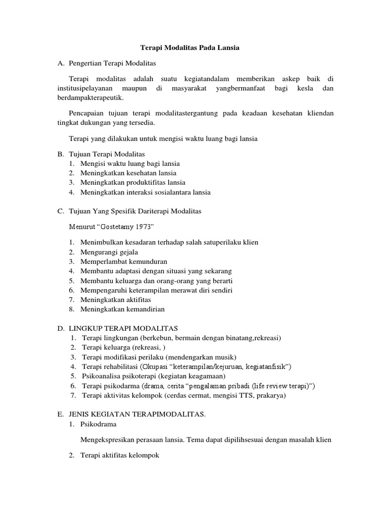Terapi Modalitas untuk Lansia | PDF