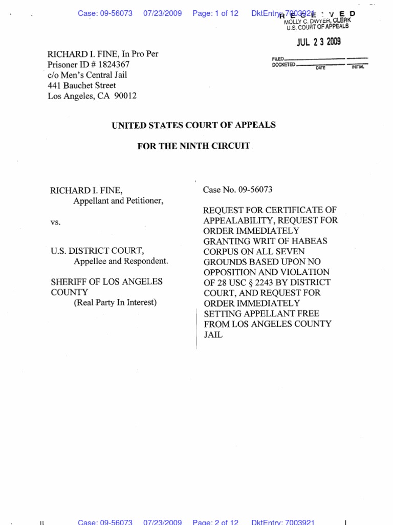 Request for Certificate of Appealability | PDF | Contempt Of Court ...