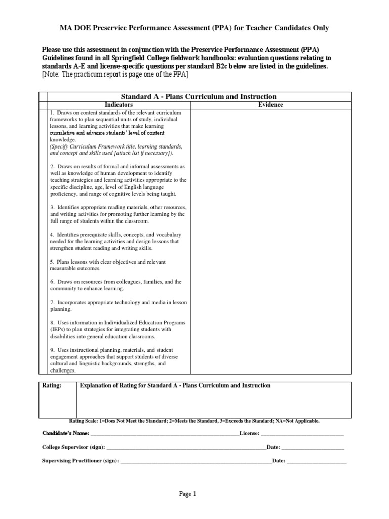 Ppa Form | PDF | Educational Assessment | Individualized Education Program