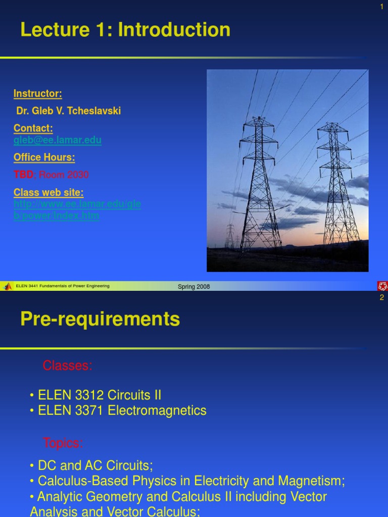 Lecture 01 - Introduction | PDF | Nikola Tesla | Power Engineering