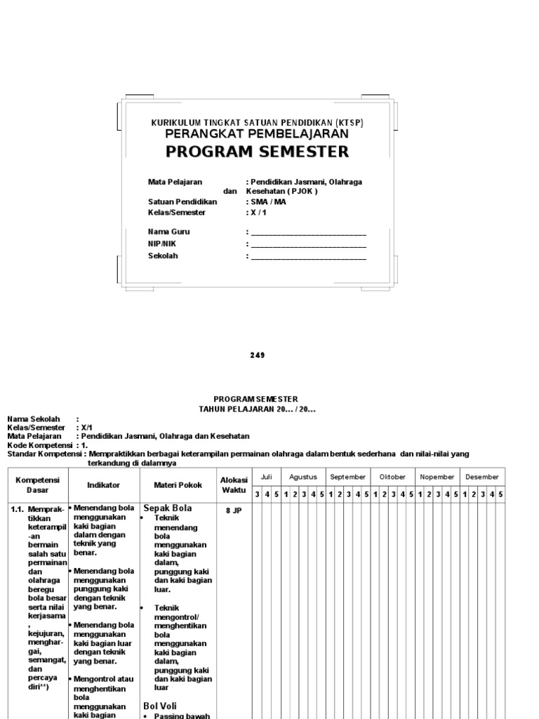Program Semester Pjok Sma | PDF